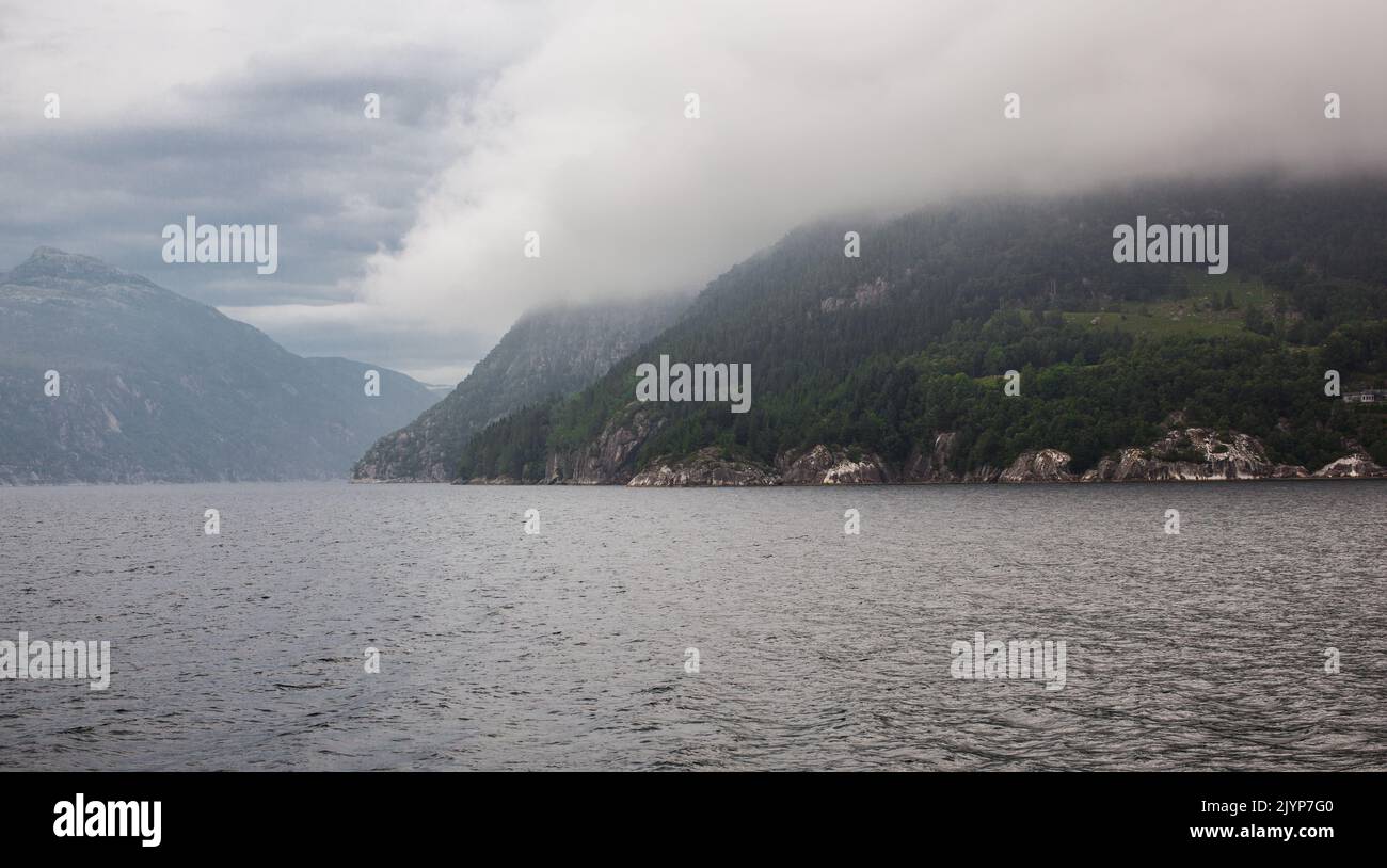 Norway, Scandinavia. Beautiful landscape on the lake shore middle of ...