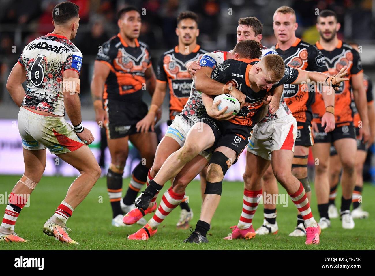Alex Seyfarth of the Tigers during the Round 12 NRL match between the ...