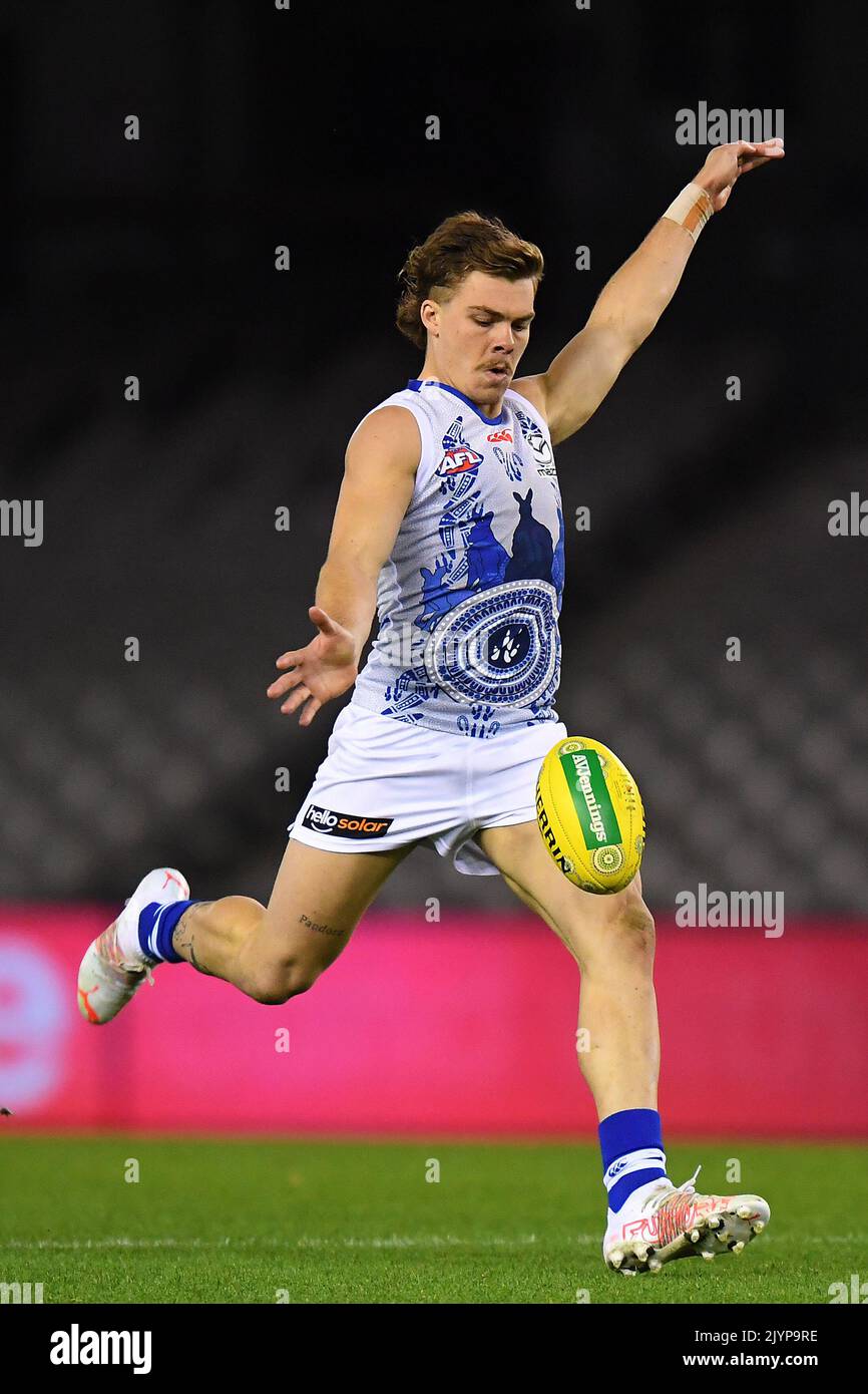 Cameron Zurhaar of North Melbourne in action during the Round 11 AFL ...