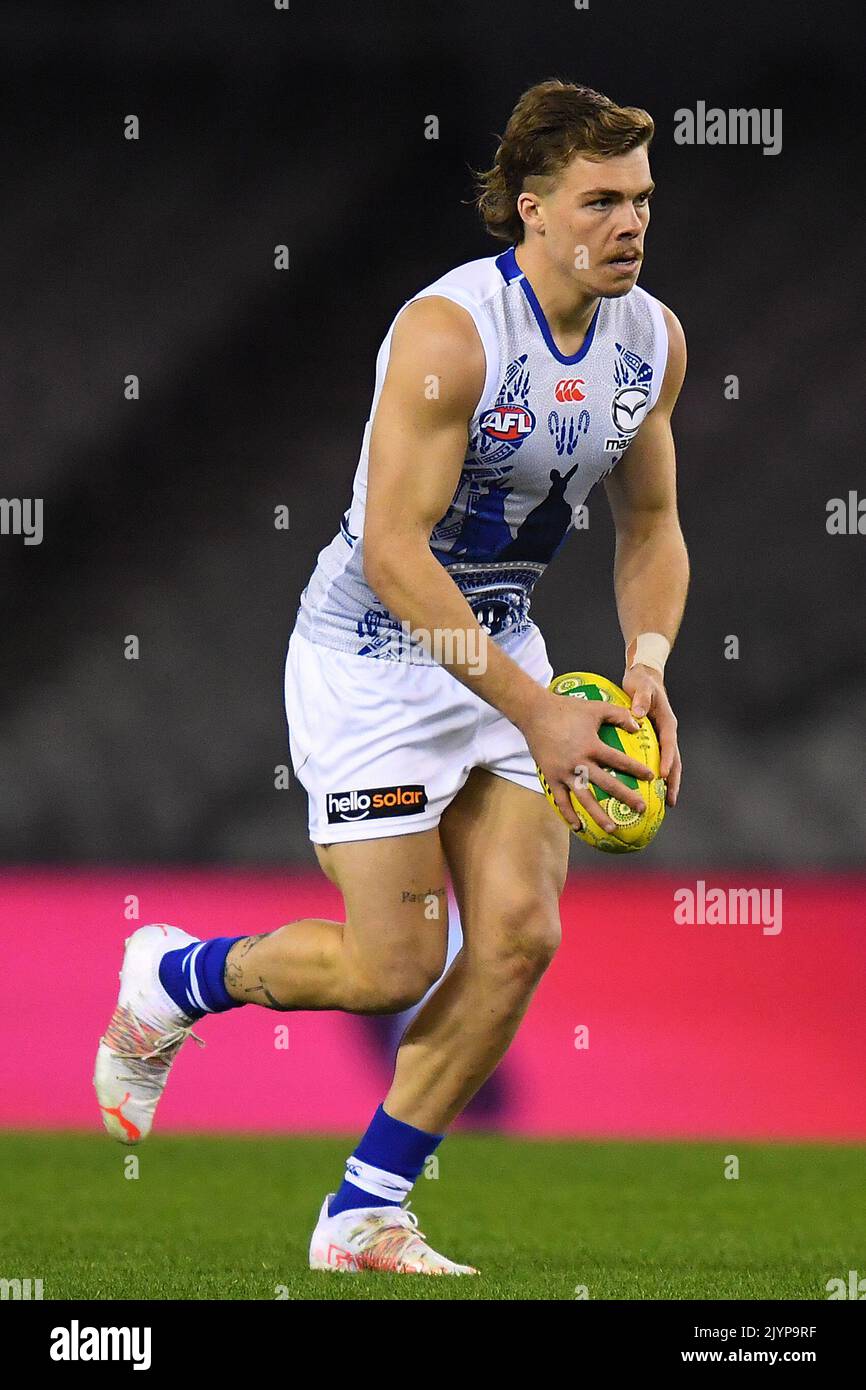 Cameron Zurhaar of North Melbourne in action during the Round 11 AFL ...