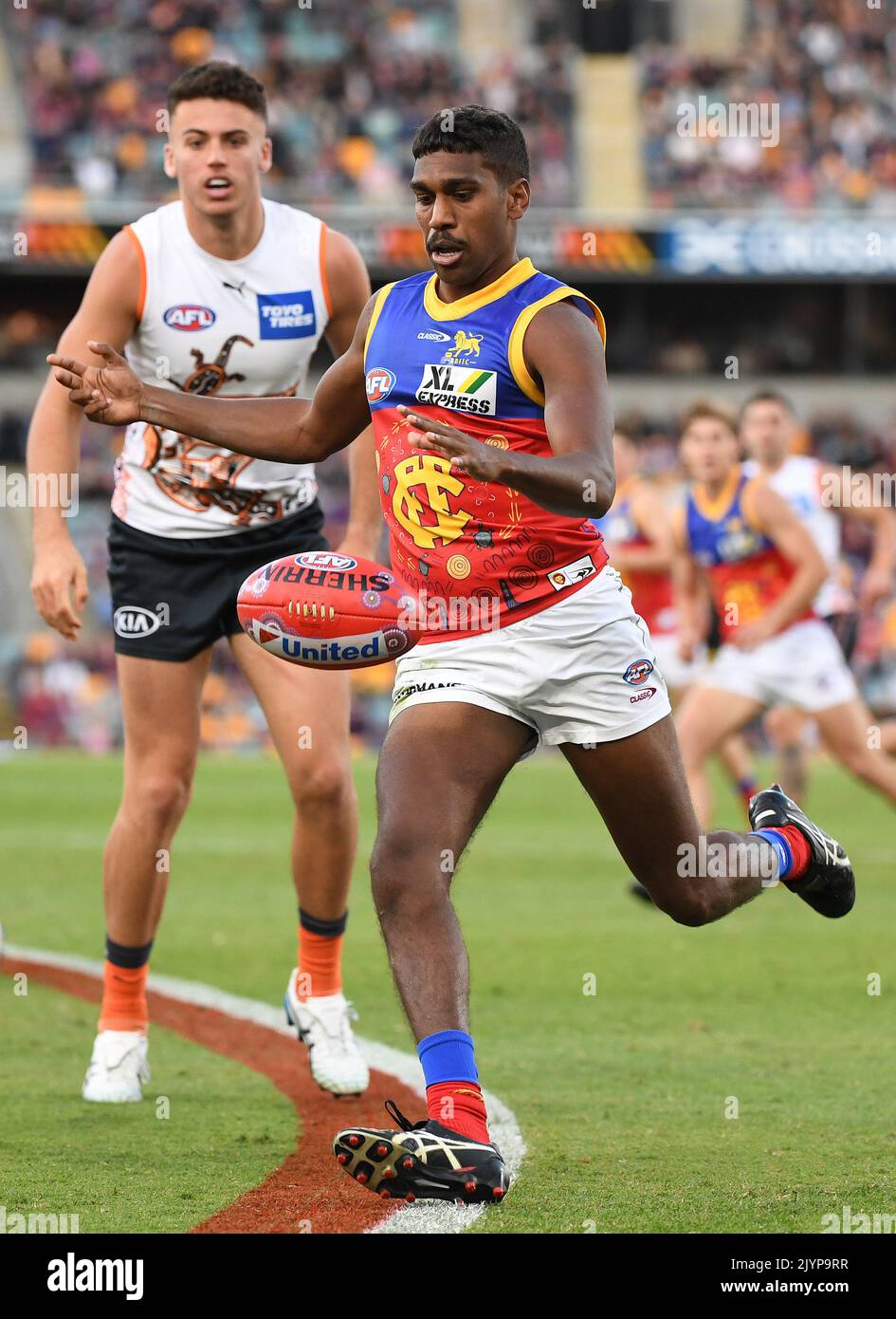 Keidean Coleman of the Lions during the Round 11 AFL match between the ...