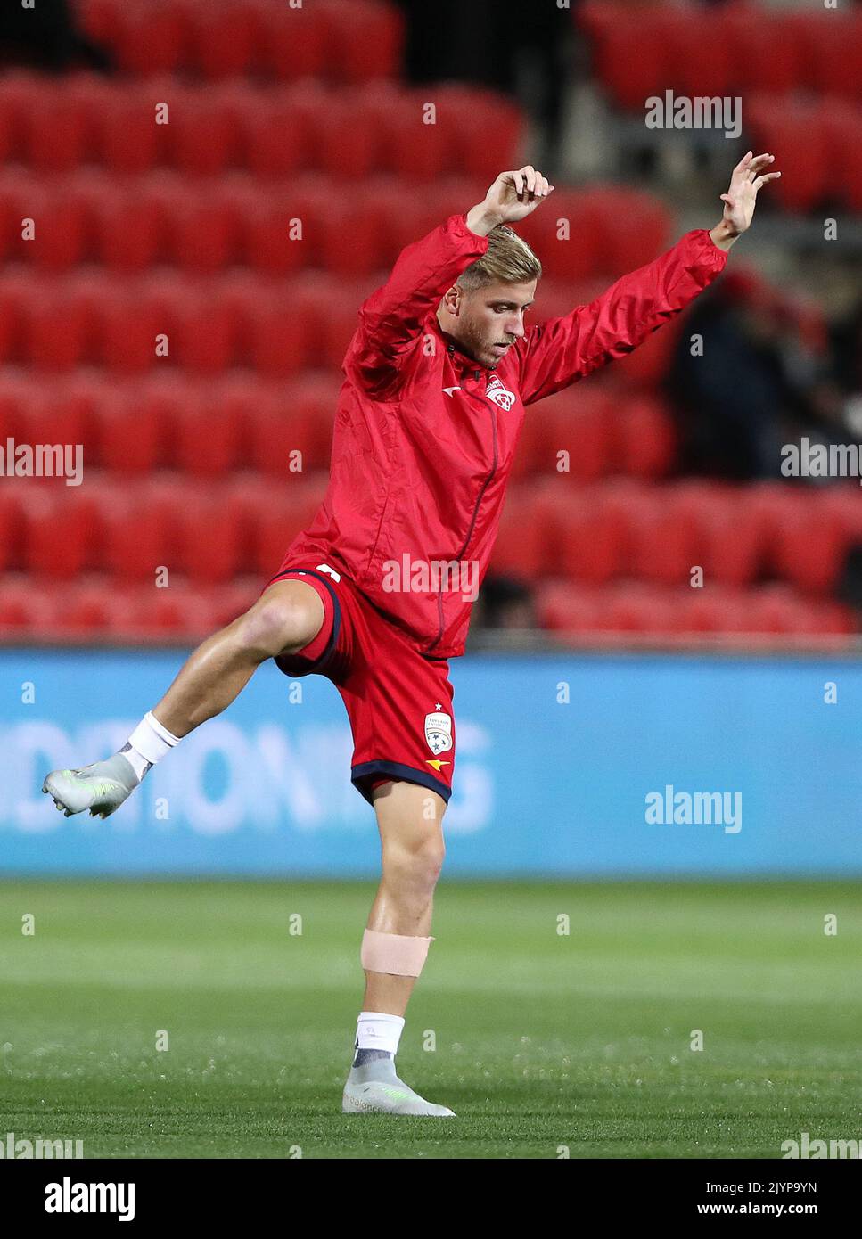 Stefan Mark of United warms up before the A-League match between the ...