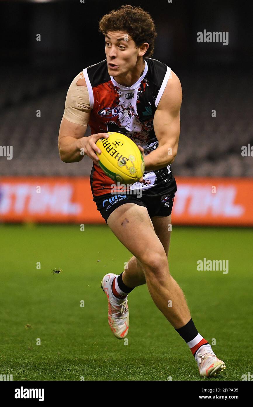 Jack Steele of St Kilda in action during the Round 11 AFL match between the St Kilda Saints and ...