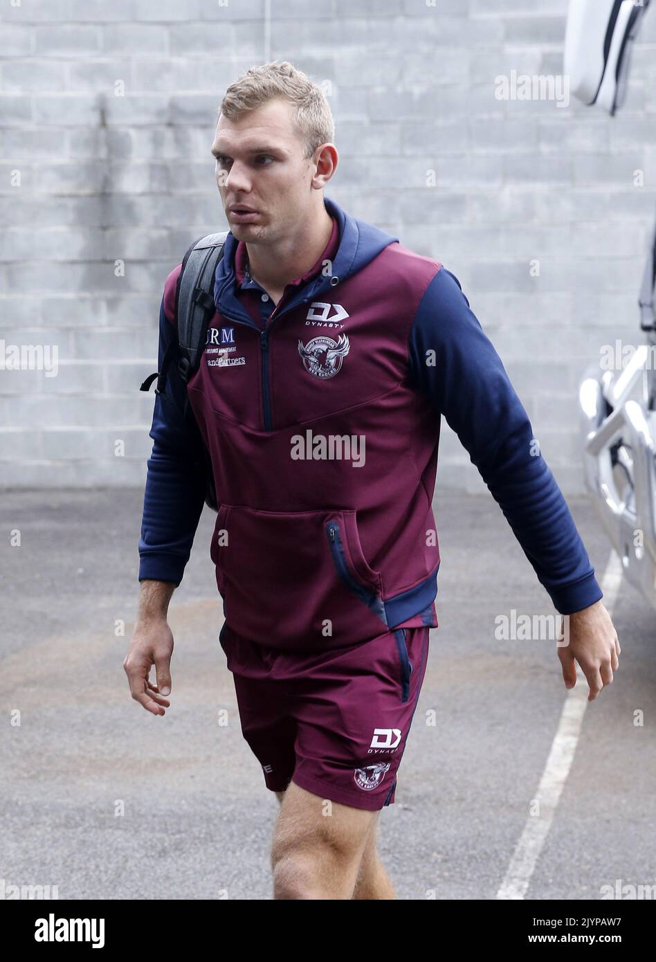 Tom Trbojevic of the Sea Eagles arrives for the Round 12 NRL match ...