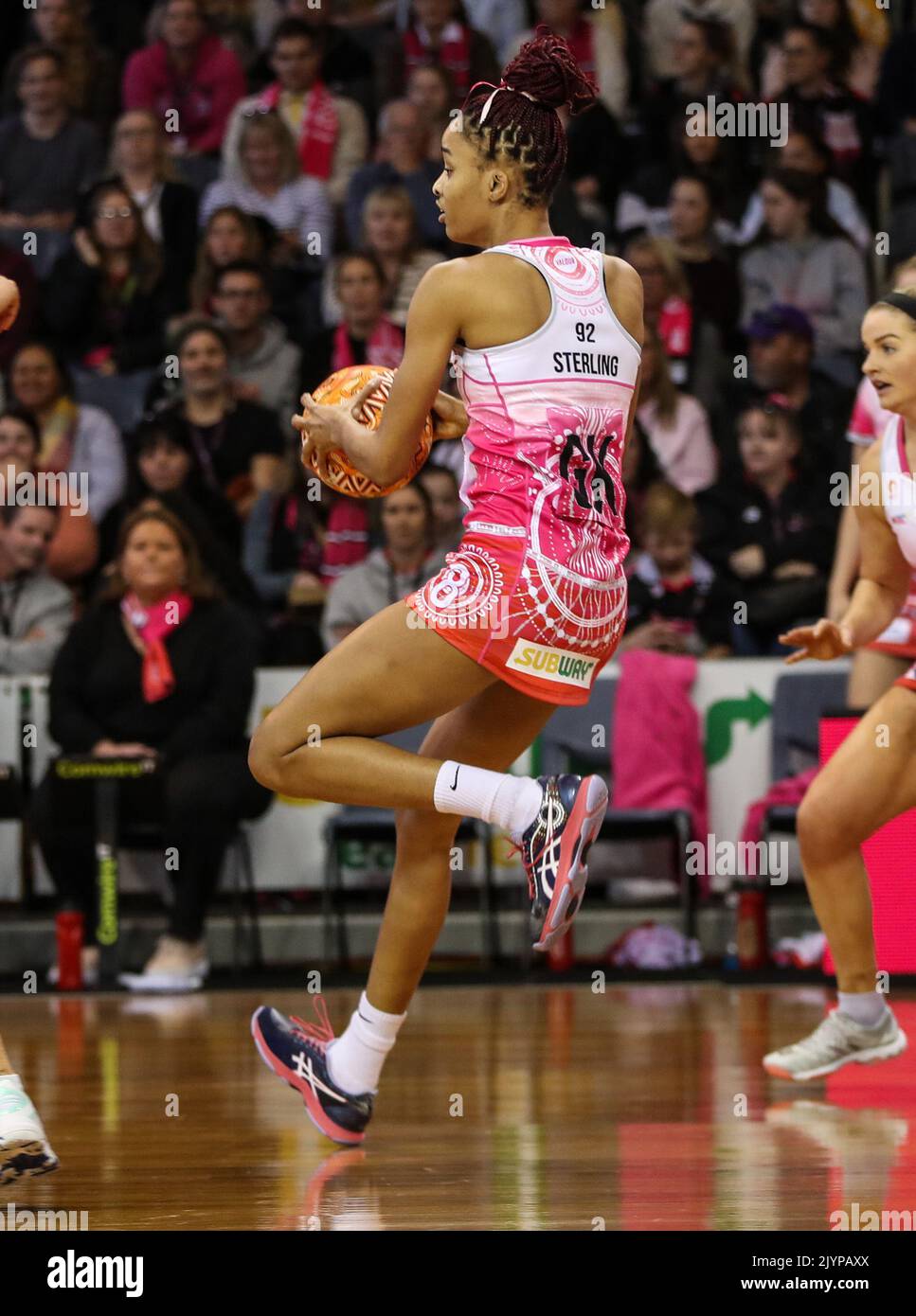 Shamera Sterling of the Thunderbirds wearing indigenous round shoes ...