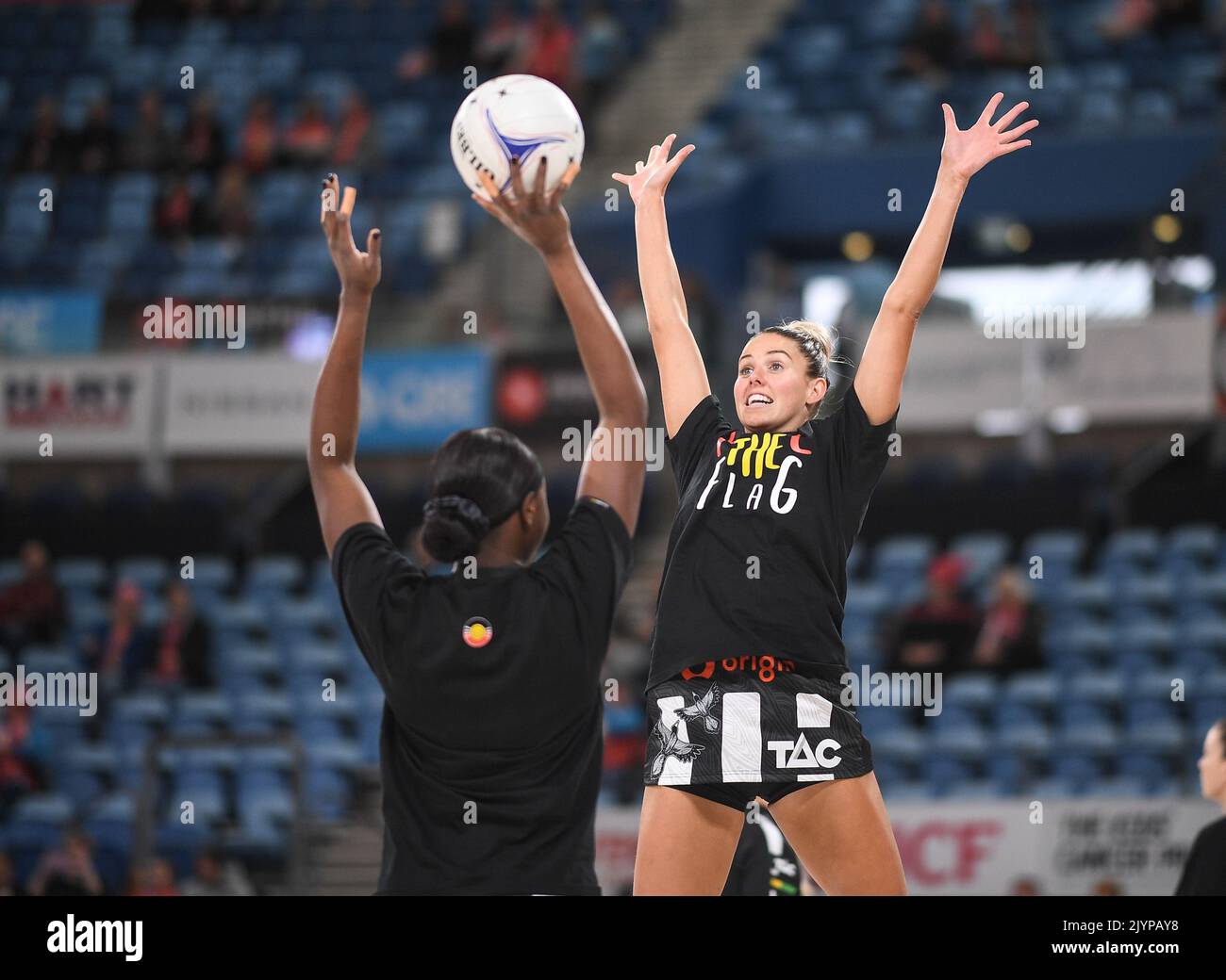 Melissa Bragg of the Magpies practicing ahead of the Round 5 Super ...