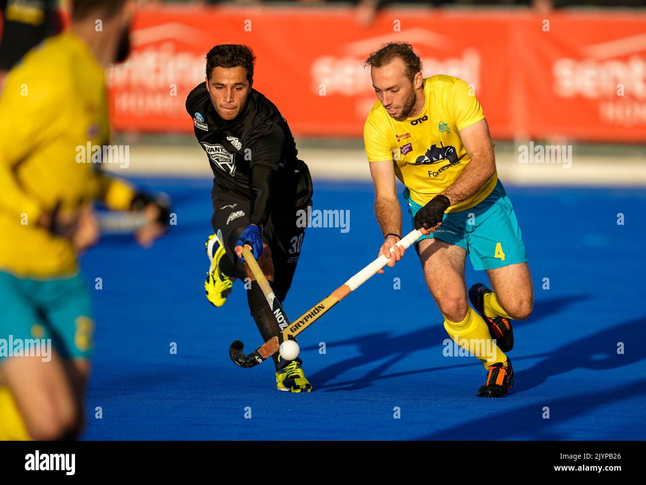 Australia’s Jake Harvie and Black Sticks George Muir during the Trans ...