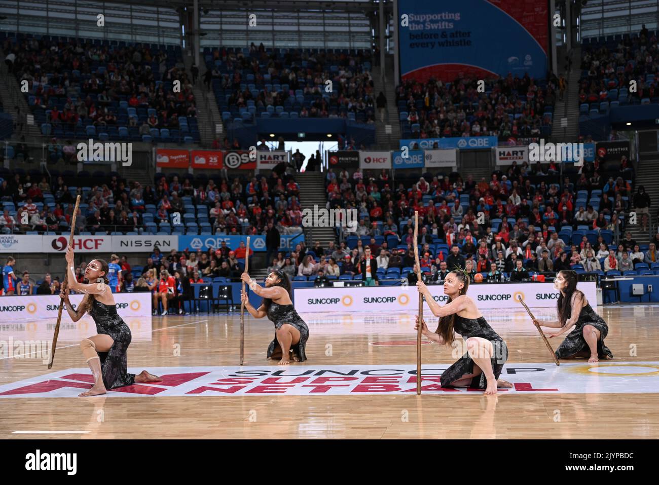 A half time dance during the Round 5 Super Netball match between the ...