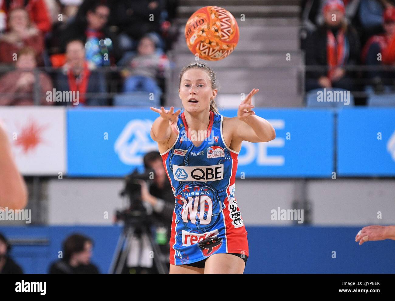 Emily Burgess of the Swifts in action during the Round 5 Super Netball ...