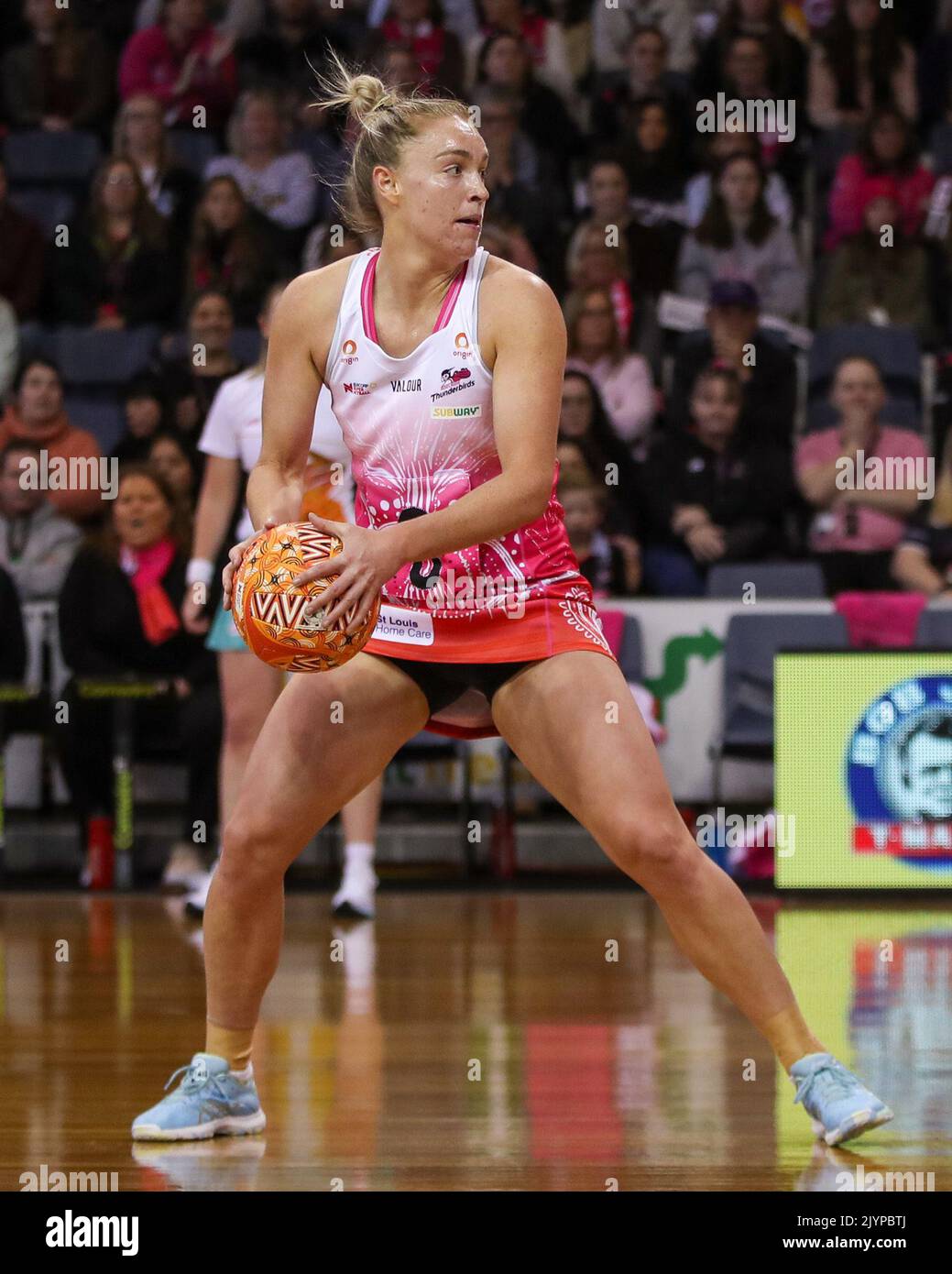 Hannah Petty of the Thunderbirds during the Round 5 Super Netball match ...