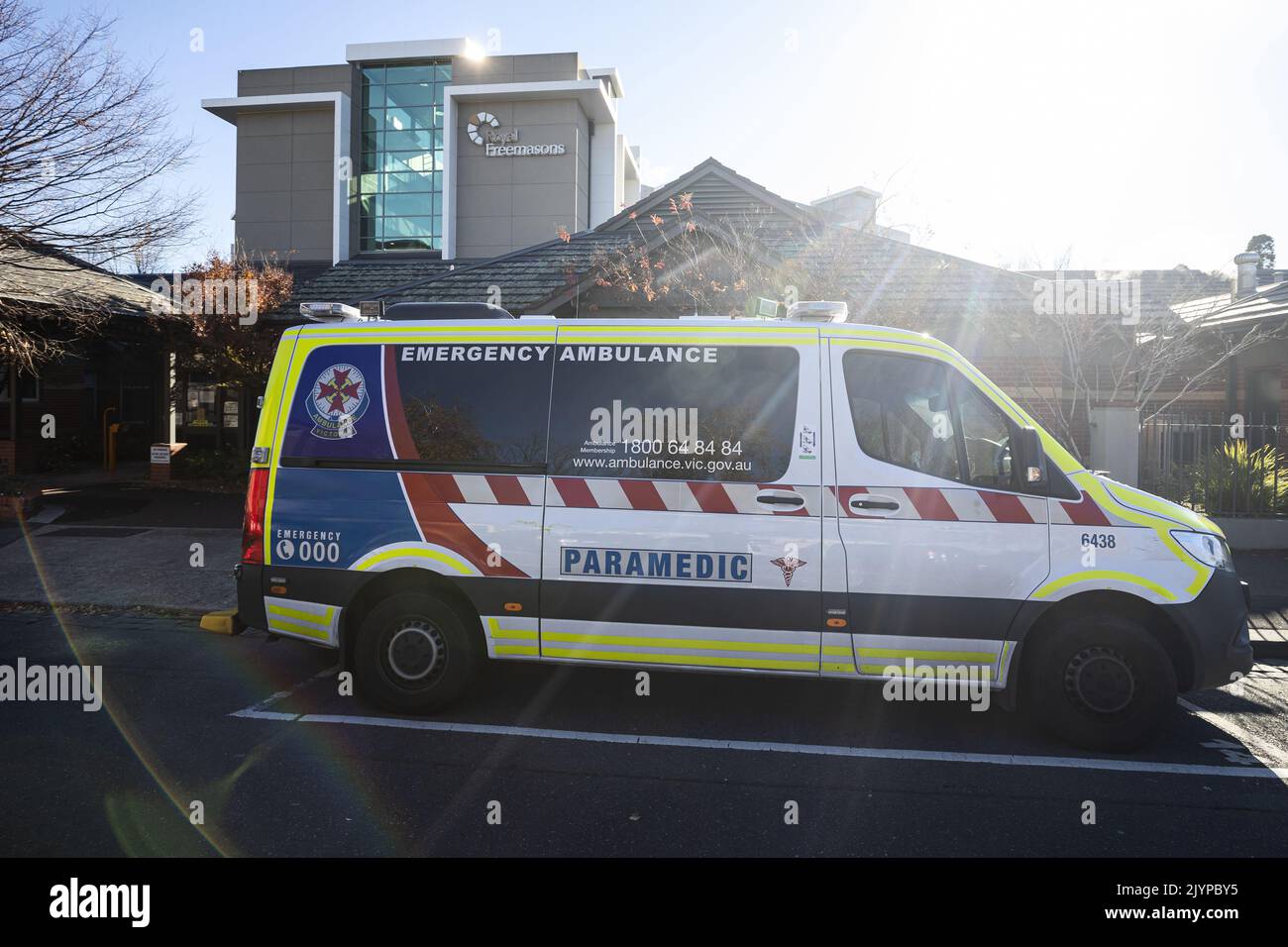 A Paramedic Ambulance is seen outside Royal Freemasons Coppin Centre is ...