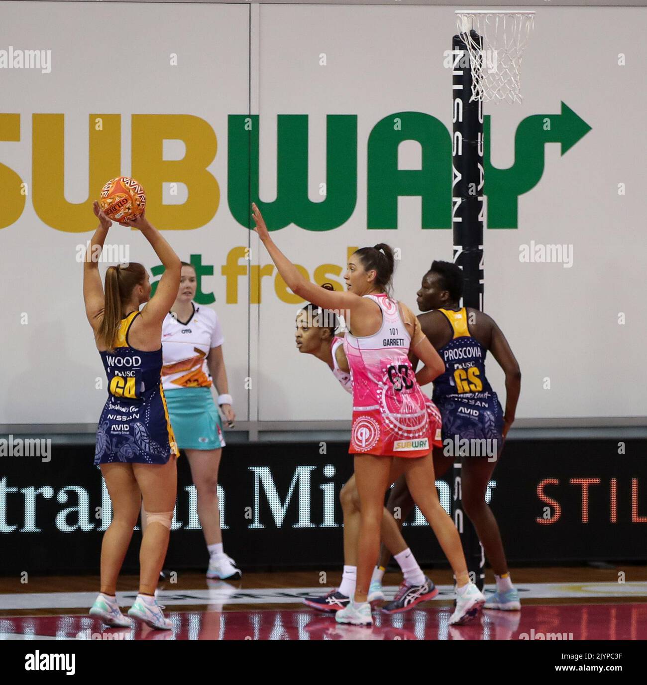 Stephanie Wood of the Lightning shoots over Shamera Sterling and ...