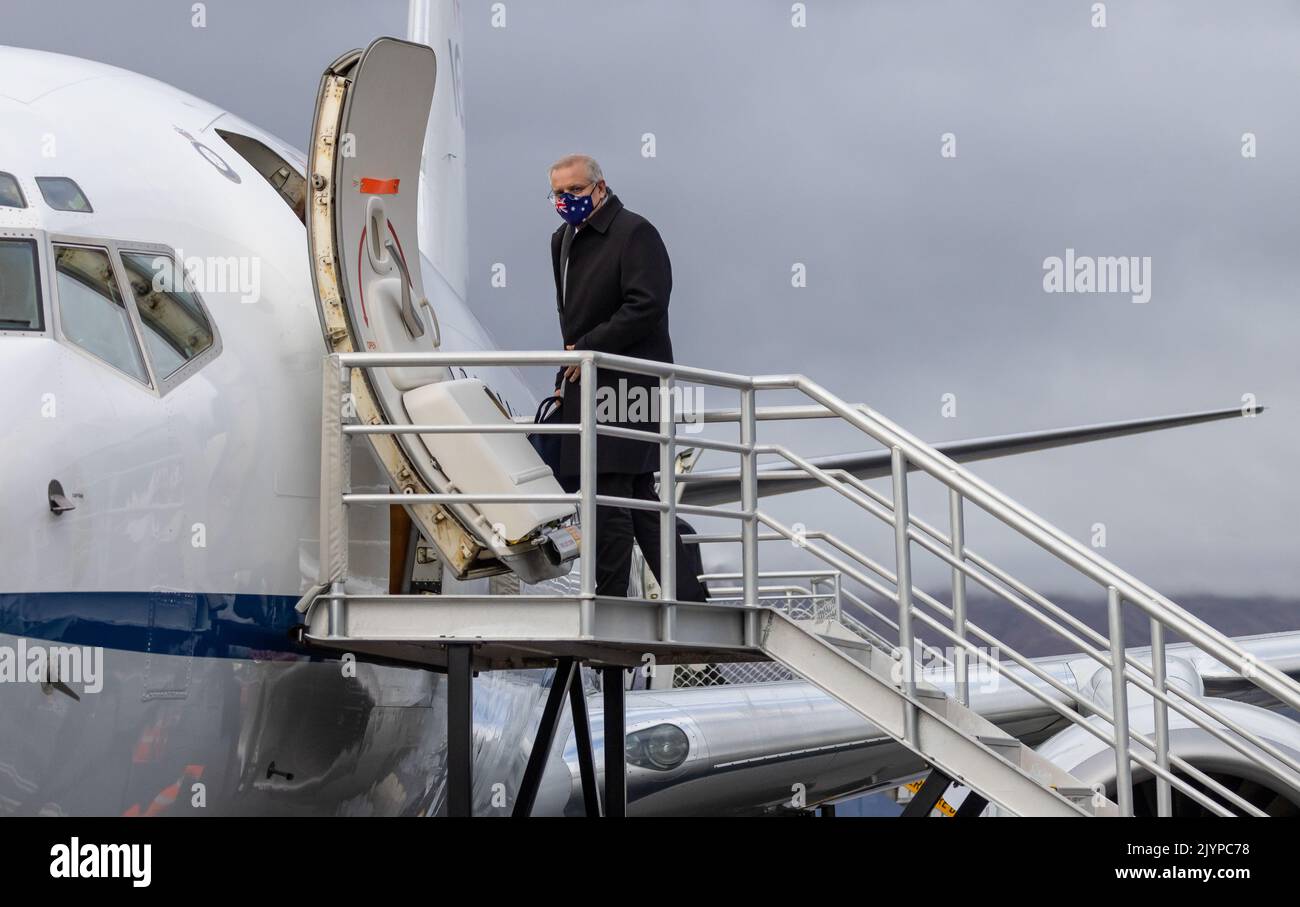 Australian Prime Minister Scott Morrison boards a Royal Australian Air ...