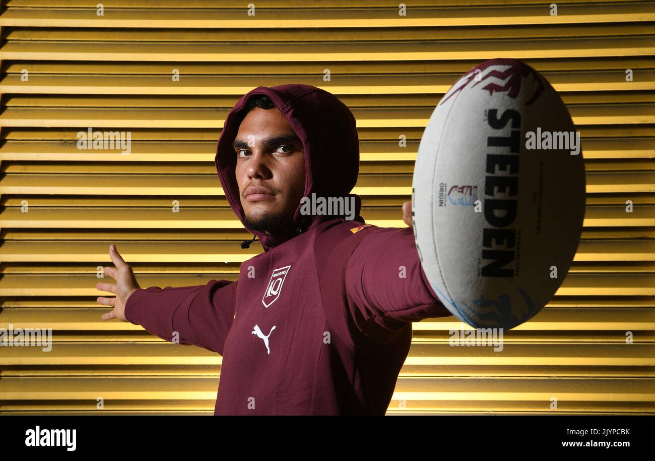 Xavier Coates is seen posing for a photograph at Suncorp Stadium after ...