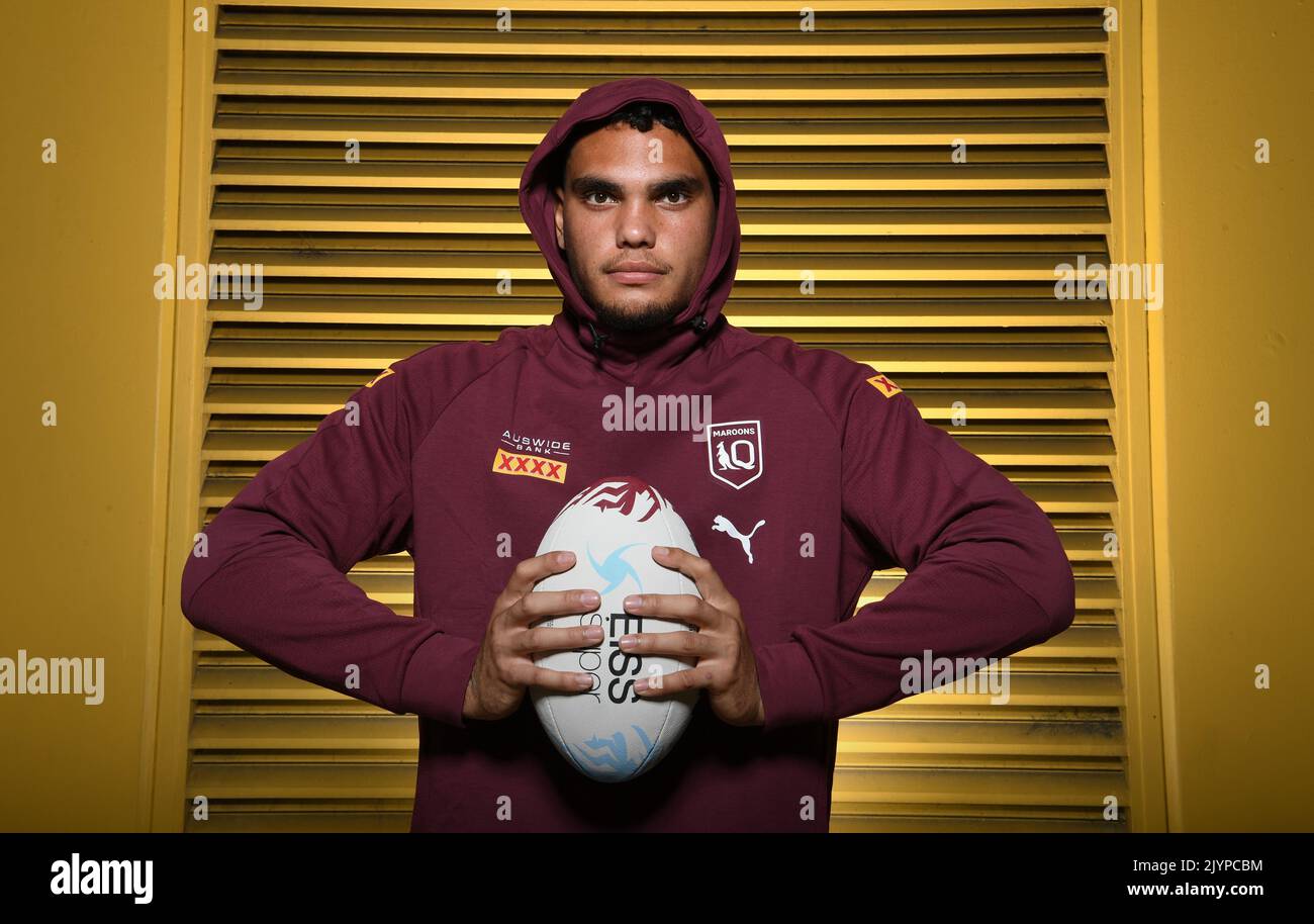 Xavier Coates is seen posing for a photograph at Suncorp Stadium after ...