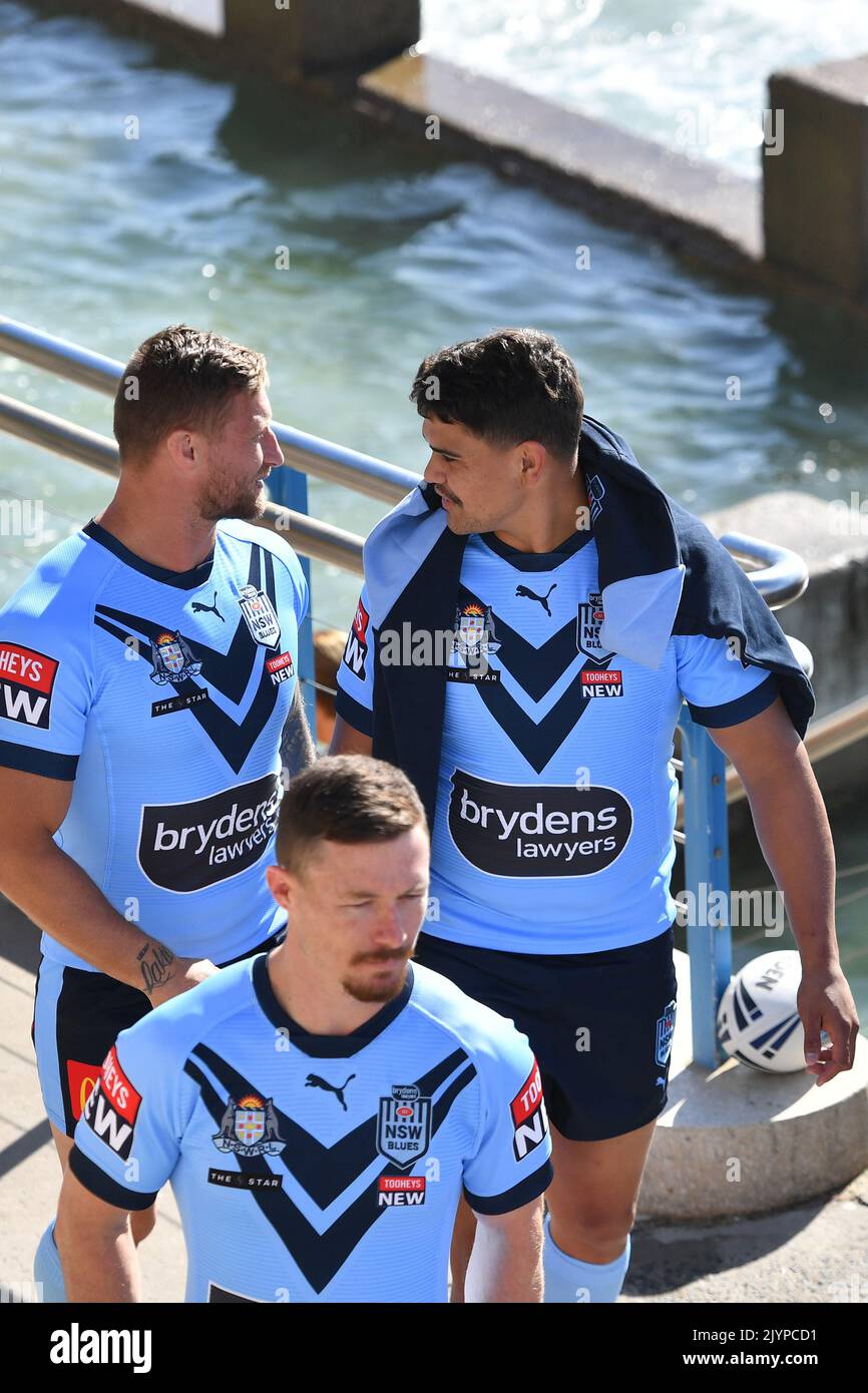 The NSW Blues State of Origin players Tariq Sims, Latrell Mitchell and ...