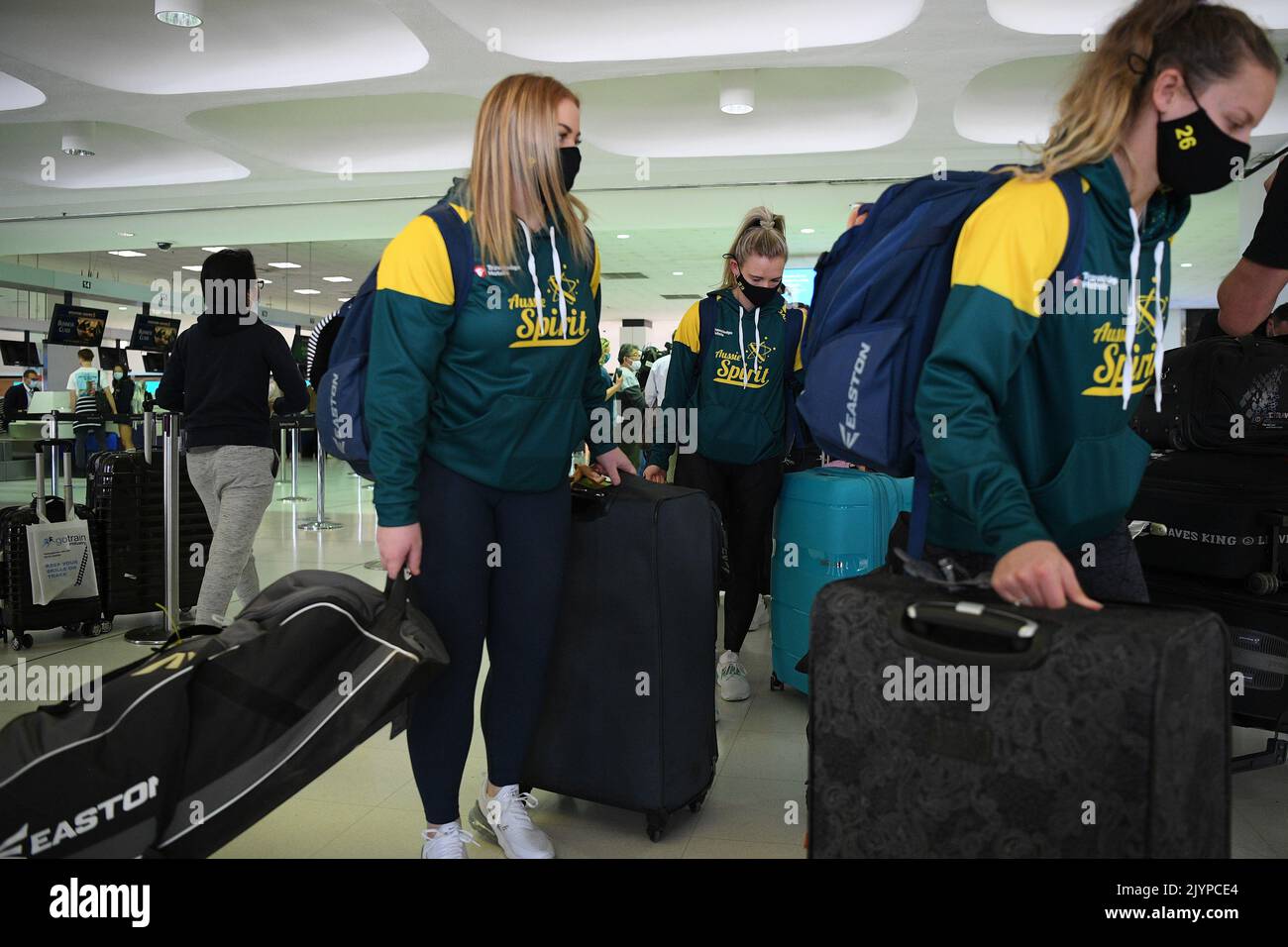 Members of the Aussie Spirit, Australia’s Olympic softball team depart ...