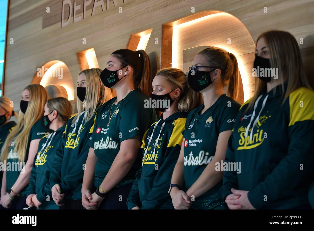 Members of the Aussie Spirit, Australia’s Olympic softball team depart ...