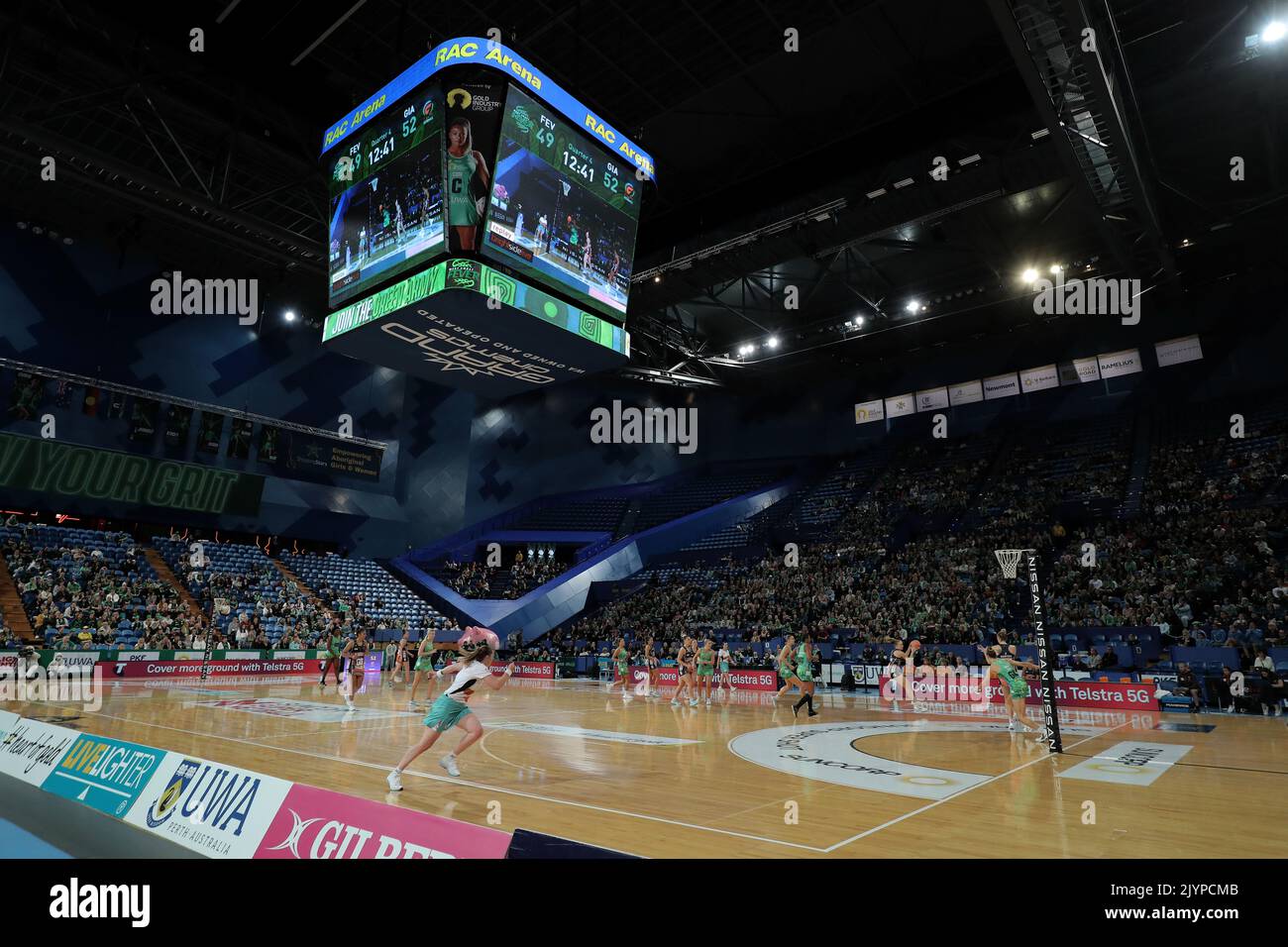 A general view of play during the Round 5 Super Netball match between ...
