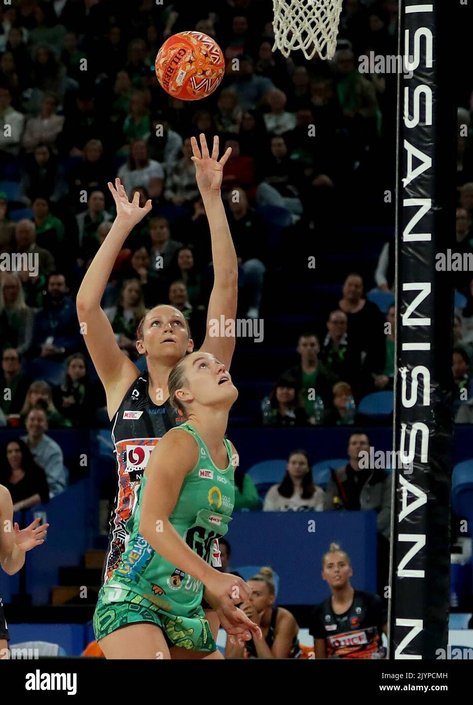 Jo Harten of the Giants shoots during the Round 5 Super Netball match ...