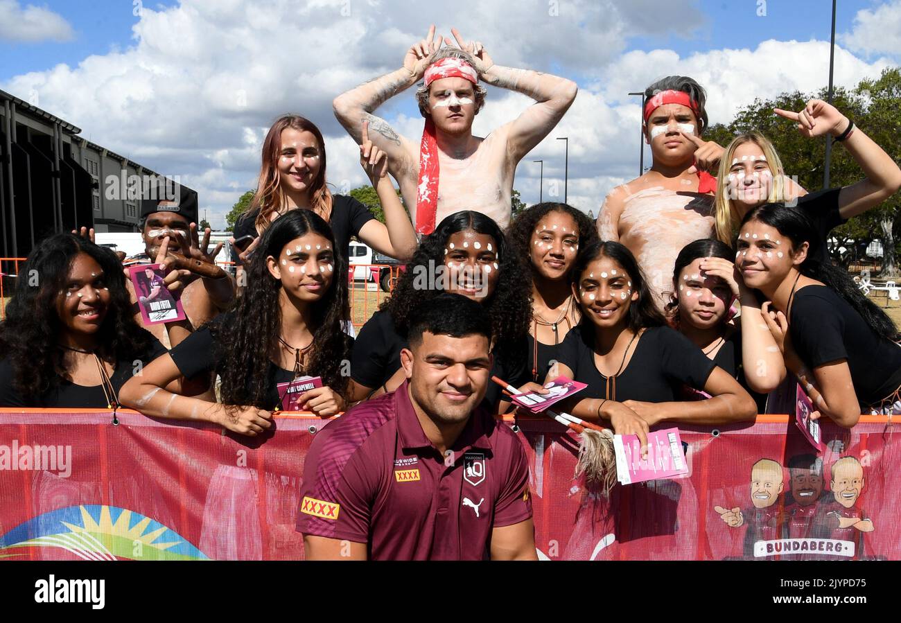 David Fifita is seen with fans during the Queensland Maroons State of ...