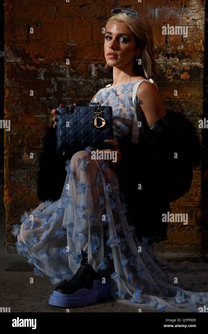 Maxine Wylde (wearing Rachel Gilbert dress, Camilla and Marc jacket ...