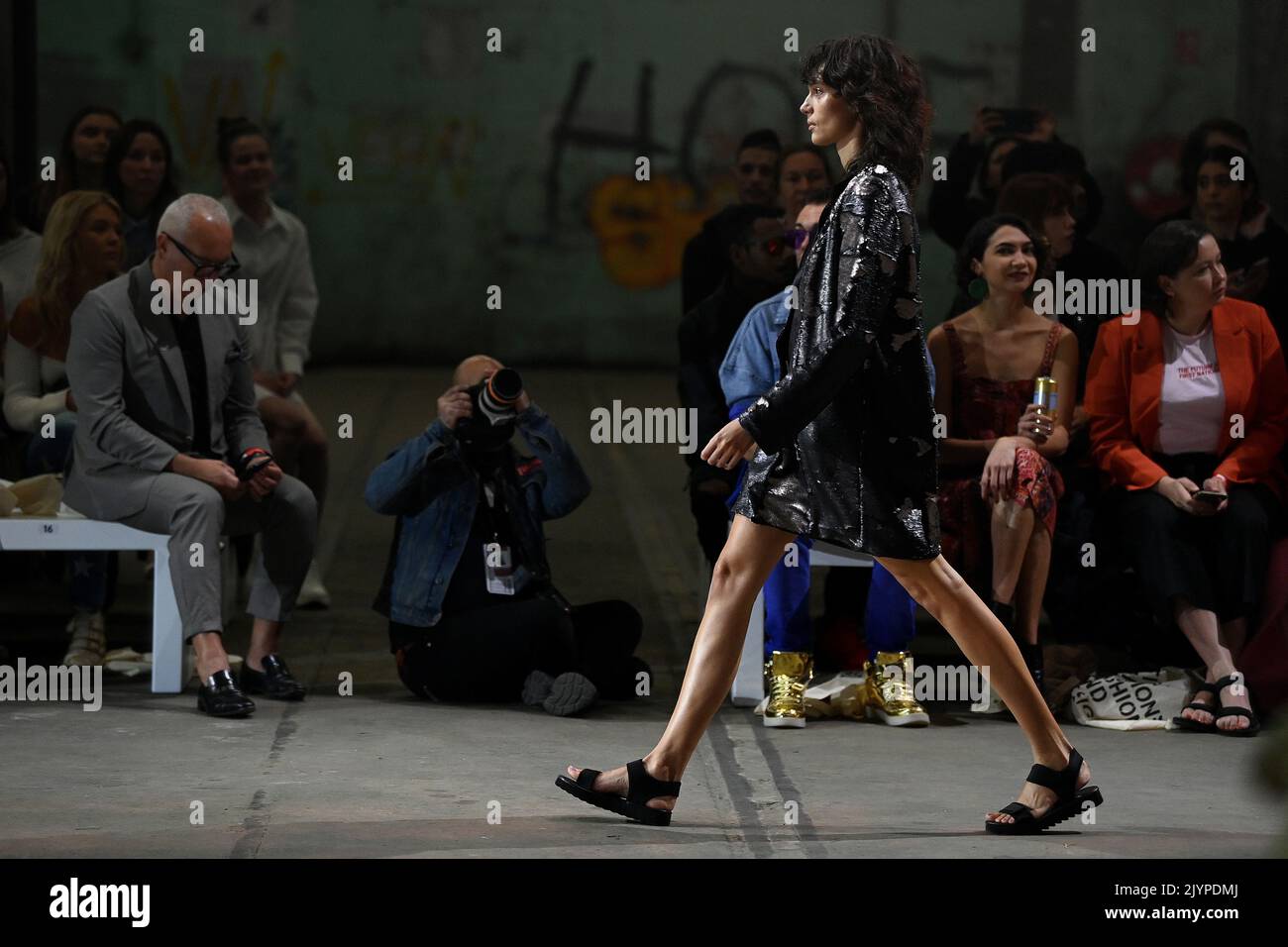 Models walk the runway during the First Nations Fashion + Design show ...