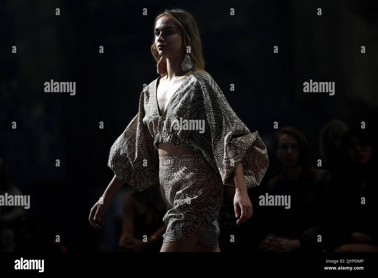 Models walk the runway during the First Nations Fashion + Design show ...