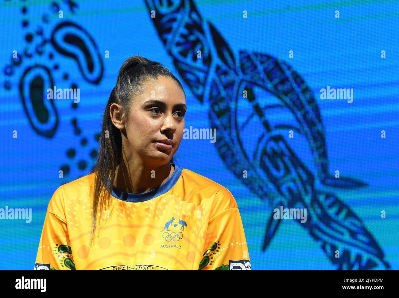Australian beach volleyballer Taliqua Clancy is seen during the launch ...