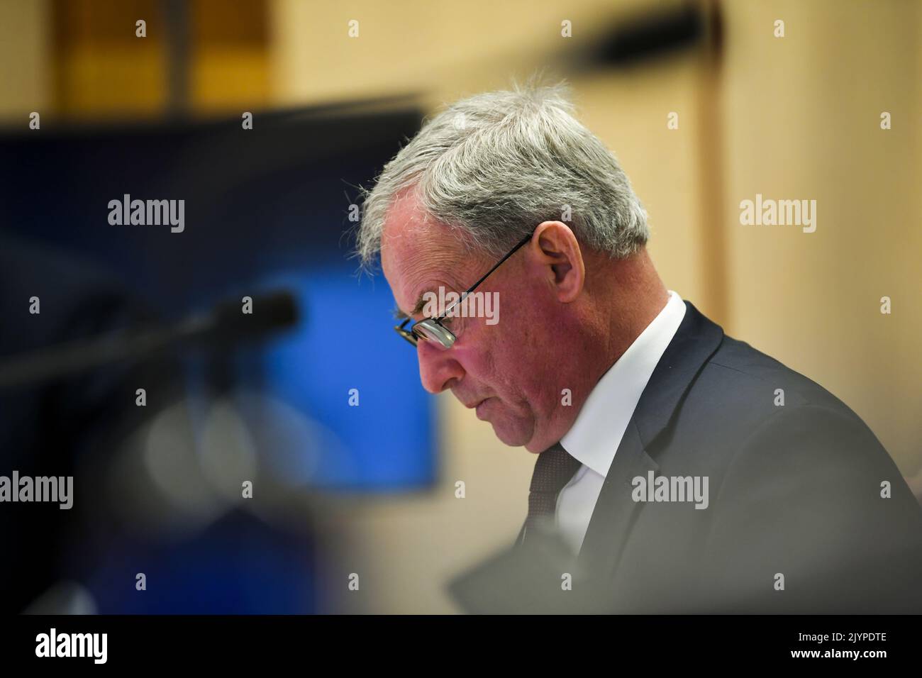 Australian Aged Care Minister Richard Colbeck speaks during Senate ...