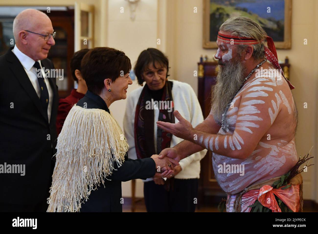 New Zealand Governor-general Dame Patsy Reddy (C) Australia’s Governor ...