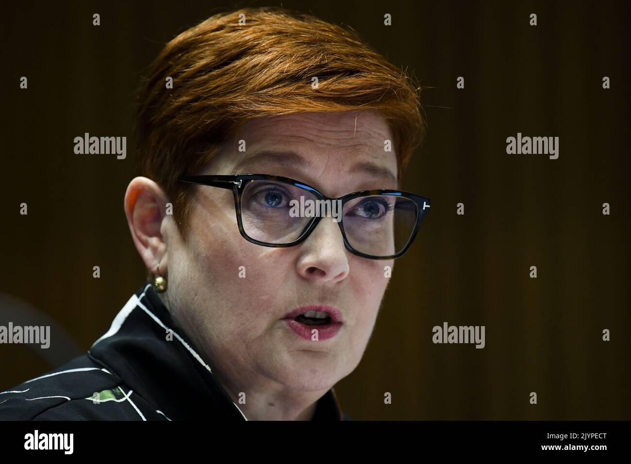 Australian Foreign Minister Marise Payne speaks during Senate Estimates ...