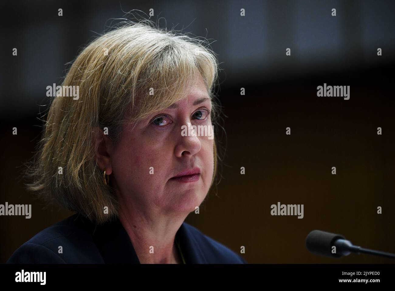 DFAT First Assistant Secretary Lynette Wood speaks during Senate ...