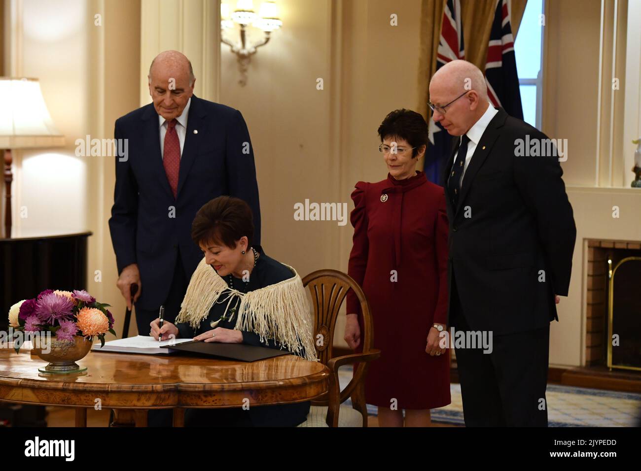 New Zealand Governor-general Dame Patsy Reddy (C) with husband Sir ...