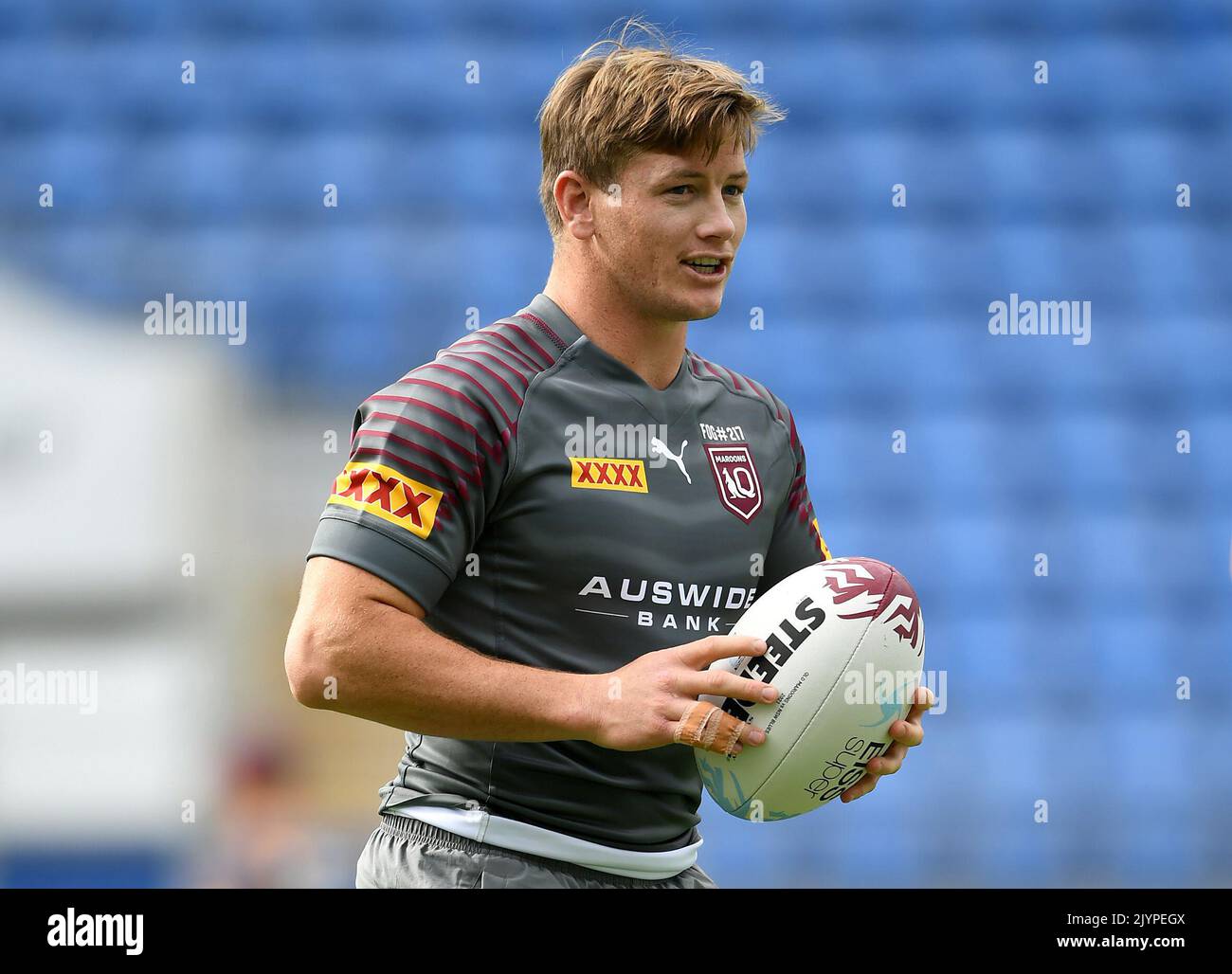 Harry Grant is seen during the Queensland Maroons State of Origin team training at Cbus Stadium ...