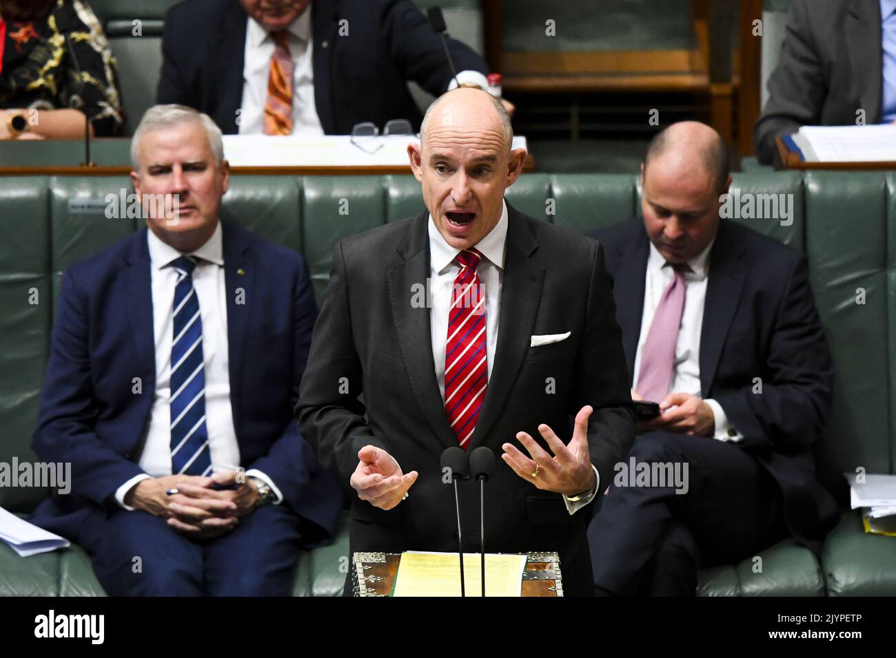 Australian Employment Minister Stuart Robert speaks during House of ...