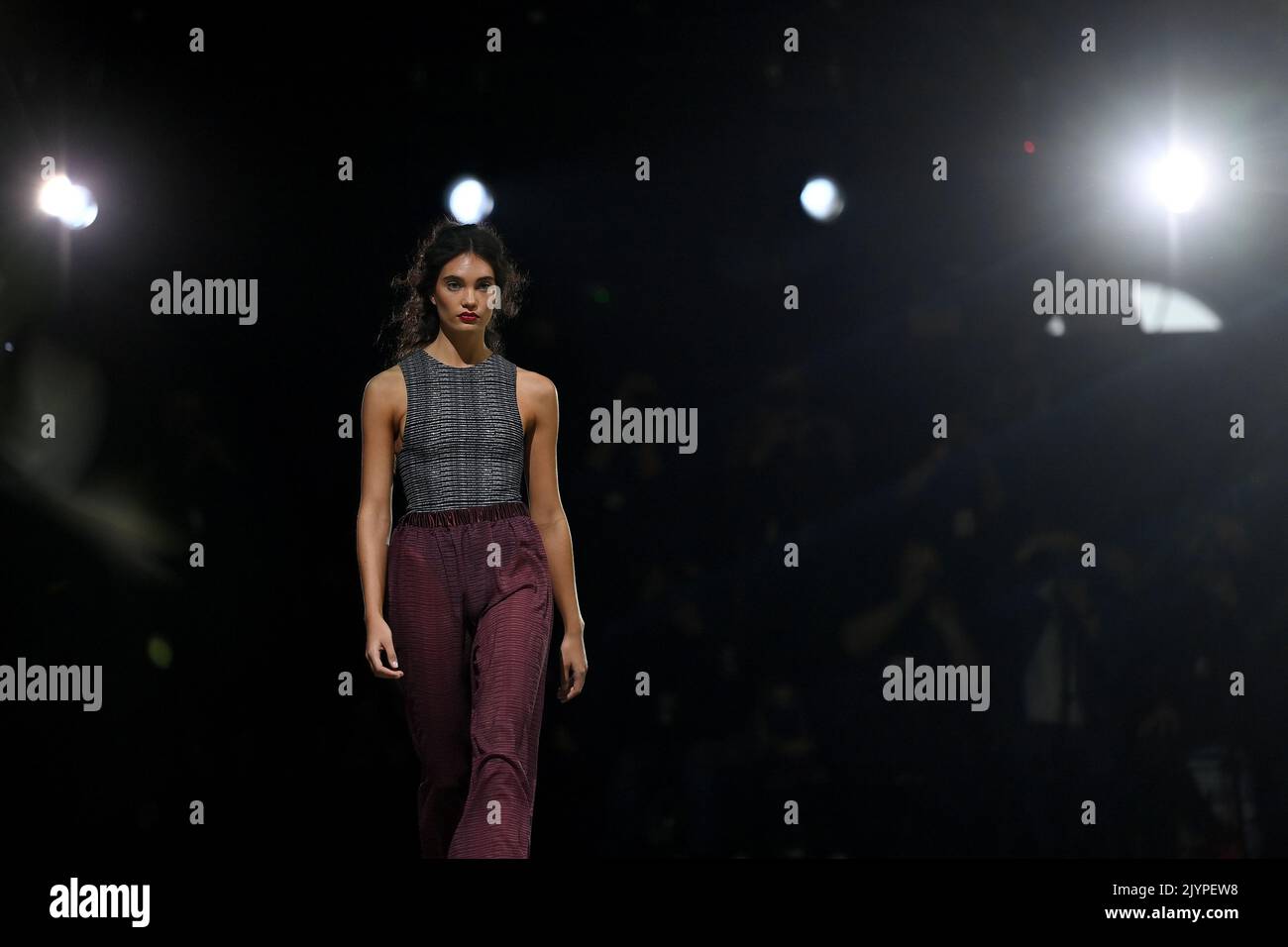 Models walk the runway during the Indigenous Fashion Projects show at ...