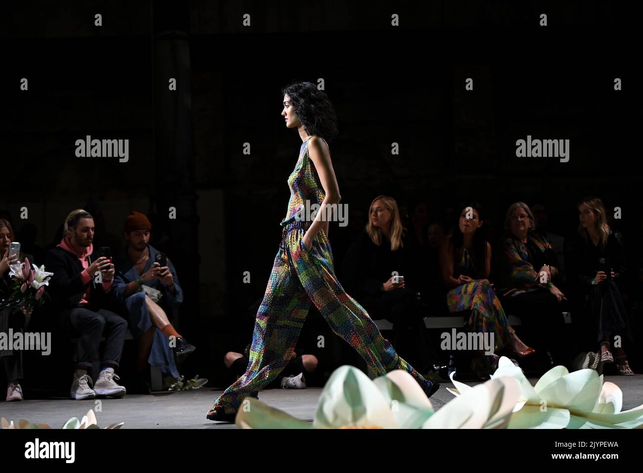 Models walk the runway during the Indigenous Fashion Projects show at ...