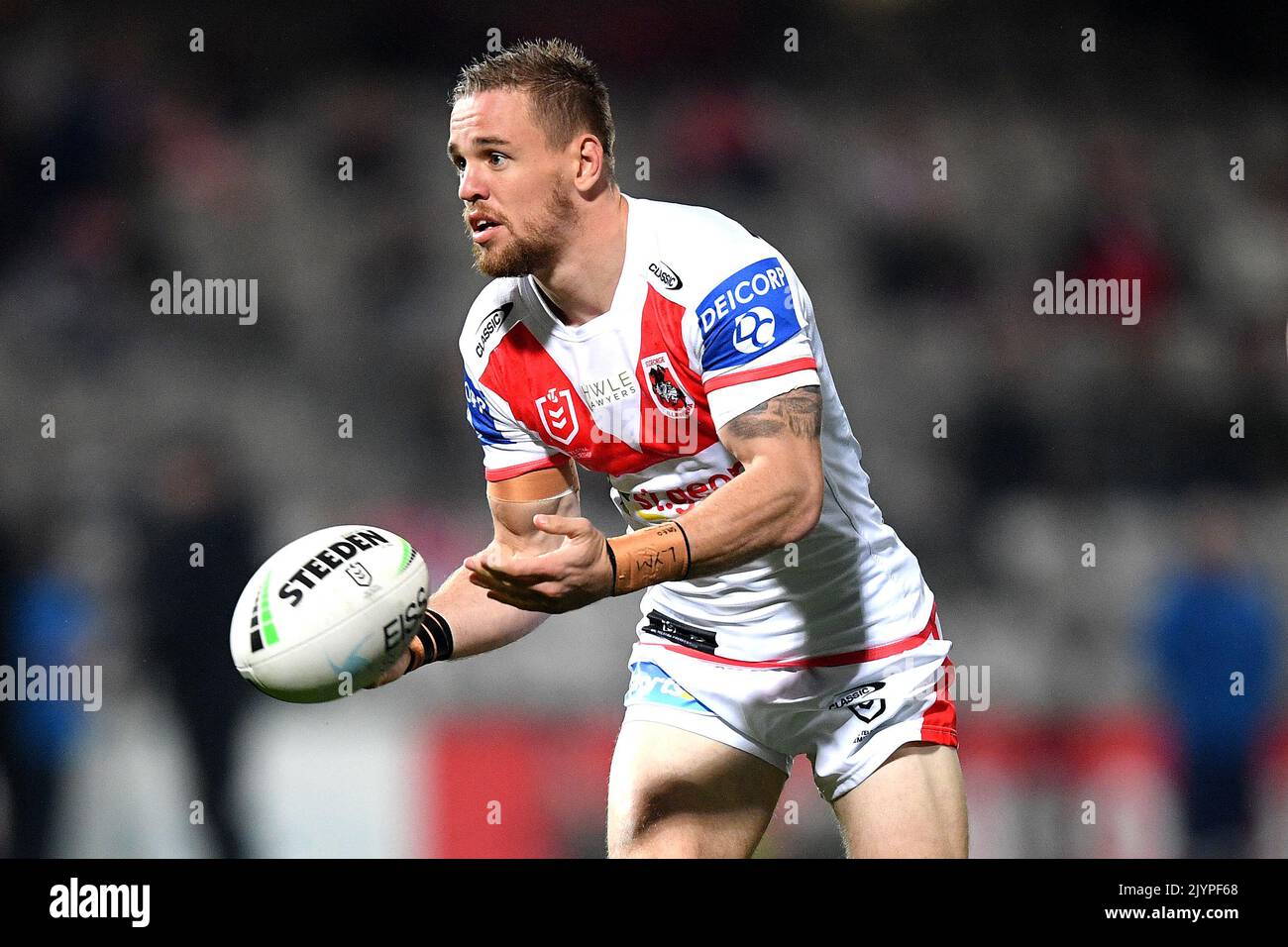 Matt Dufty of the Dragons during the warm up ahead of the Round 13 NRL ...