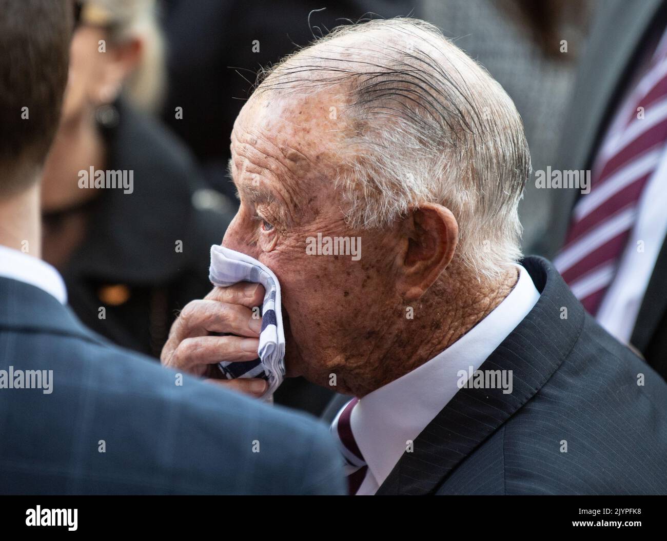 Ken Arthurson outside the Cathedral before the State Funeral for rugby ...