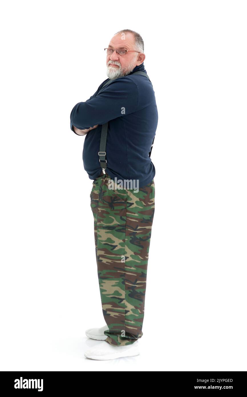 Profile of old man isolated over a white background Stock Photo - Alamy