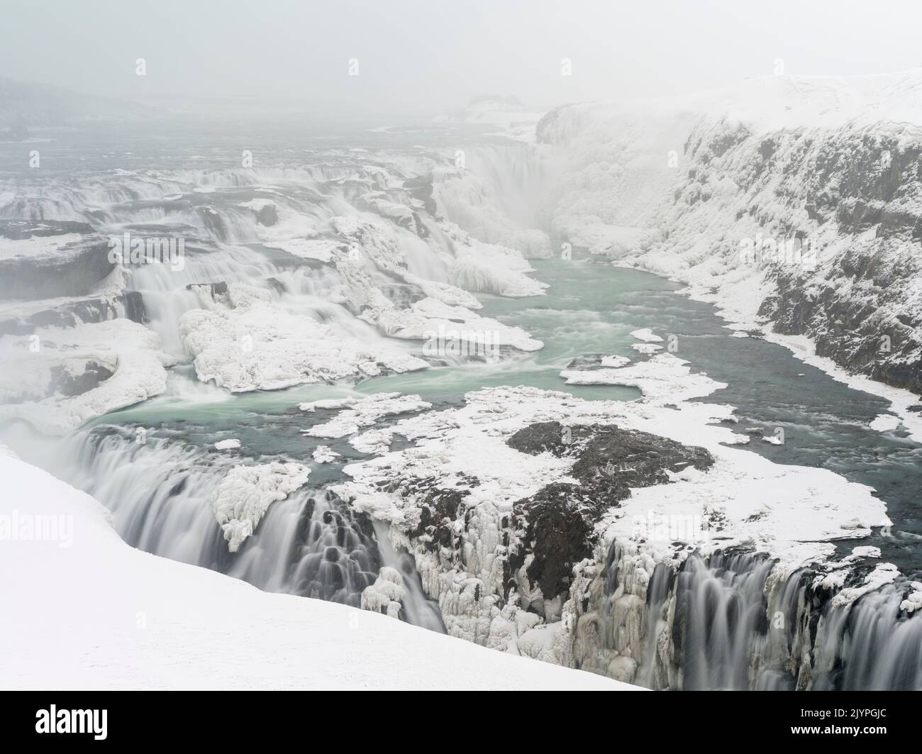 Gullfoss waterfall in Island during winter. Gullfoss waterfall part of ...