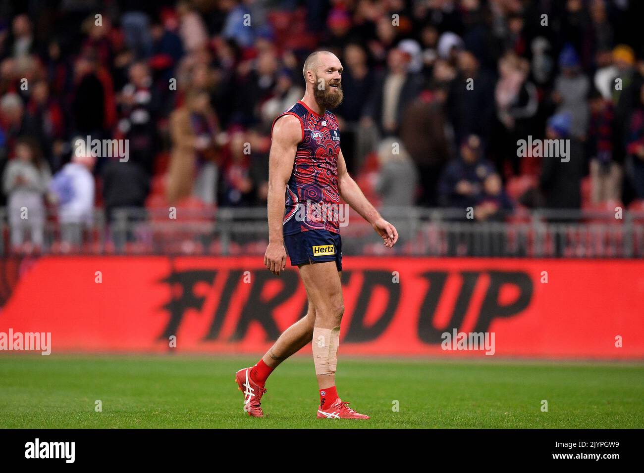 Max Gawn of the Demons looks on following his team’s win in the Round ...