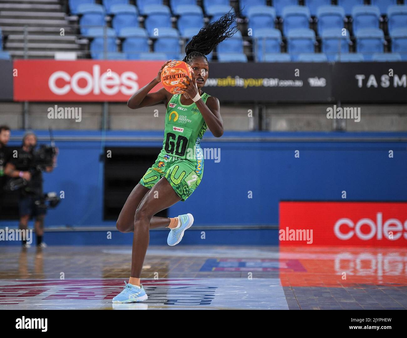Sunday Aryang of West Coast Fever in action during the Round 6 Super ...