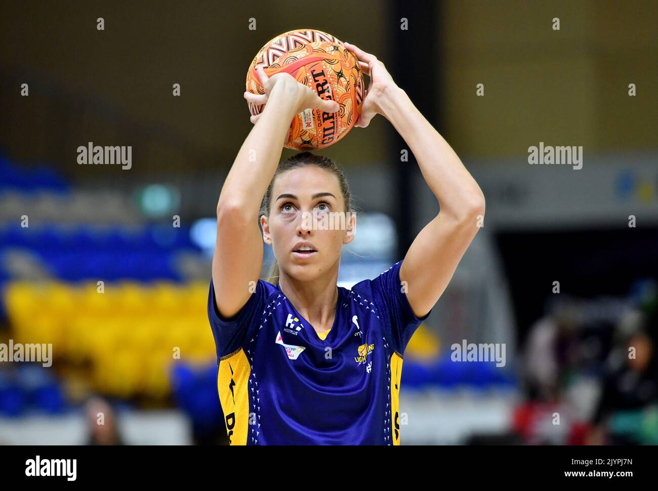 Cara Koenen of the Lightning is seen warming up before the Round 6 ...