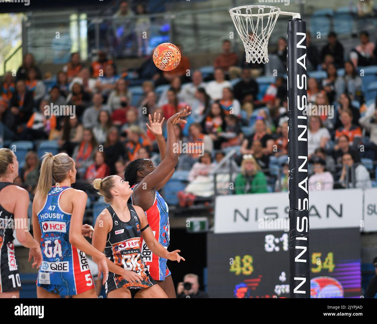 Sam Wallace of the Swifts shoots during the Round 6 Super Netball match ...