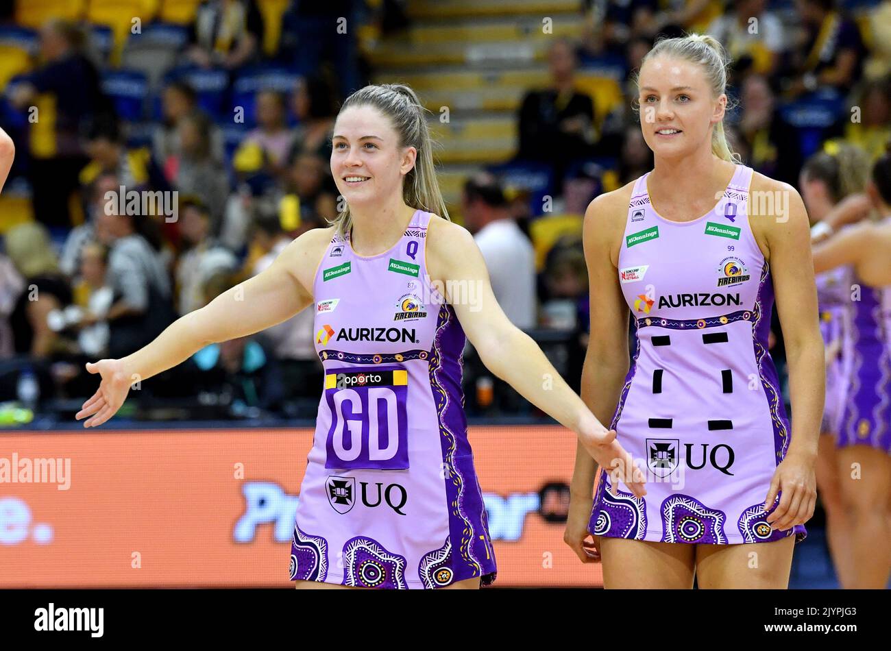 Kim Jenner (left) and Rudi Ellis (right) of the Firebirds celebrate ...