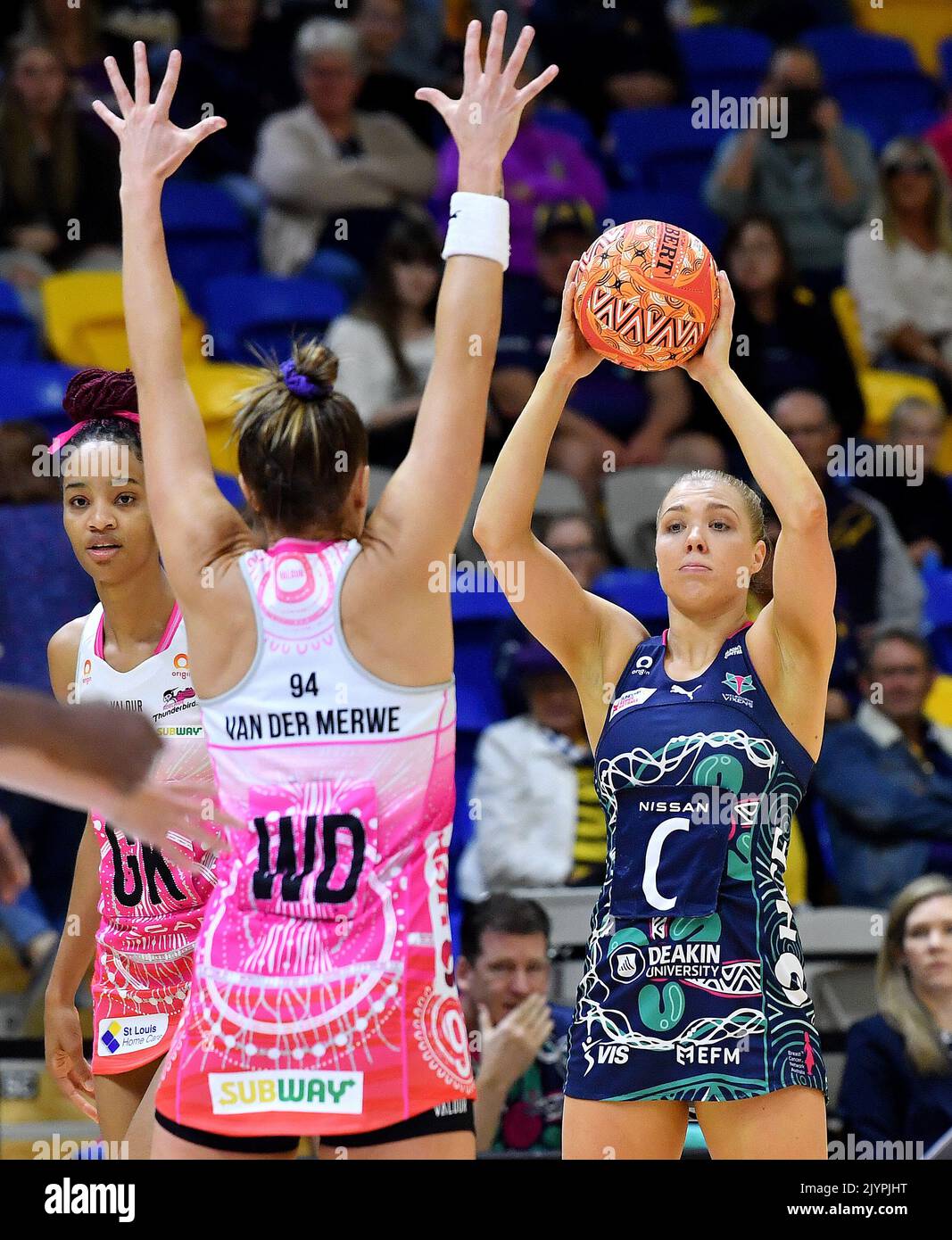 Kate Moloney (right) of the Vixens in action during the Round 6 Super ...