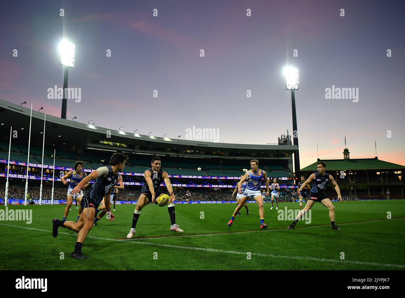 Marc Pittonet of the Blues attempts to gather the ball during the Round ...