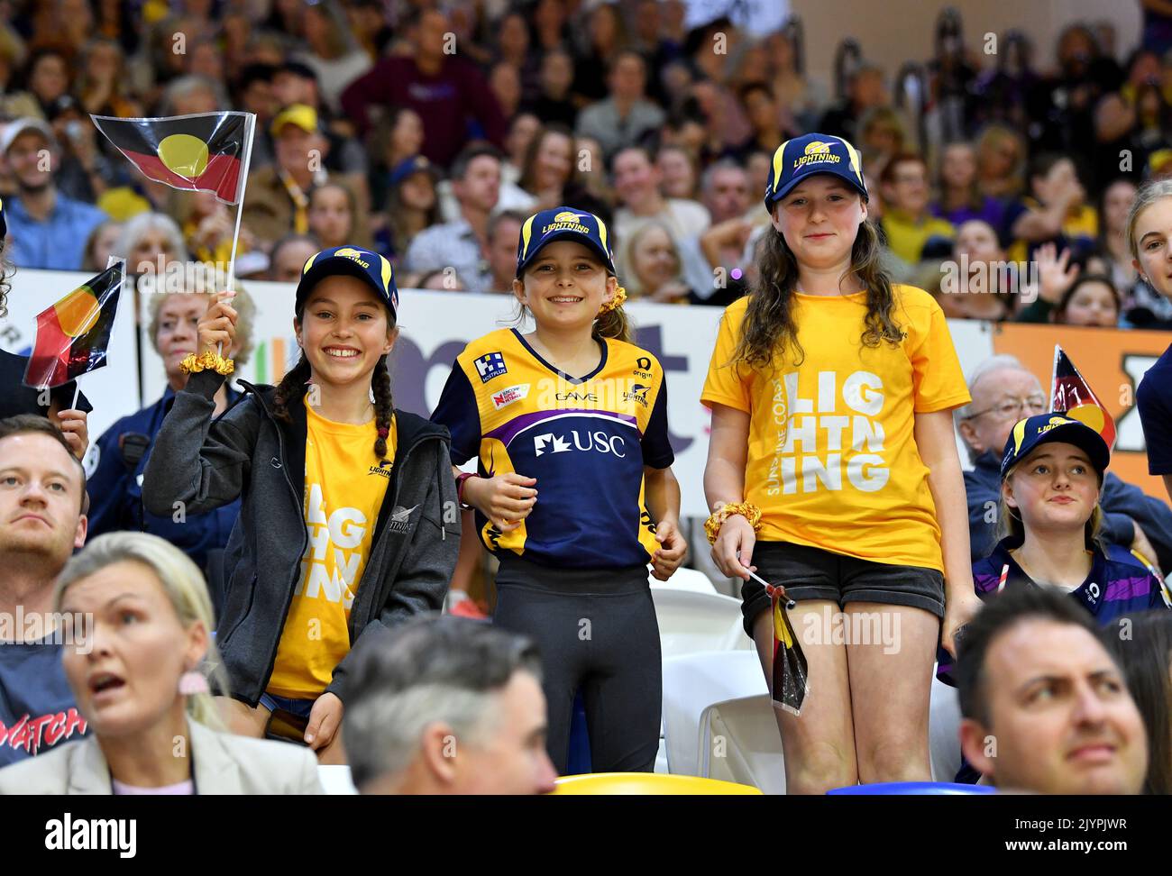Fans are seen during the Round 6 Super Netball match between the ...